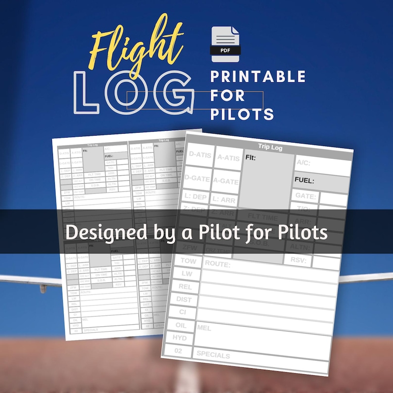 Aircraft Flight Log, Printable PDF, Flight Record, Flight Log Book ...