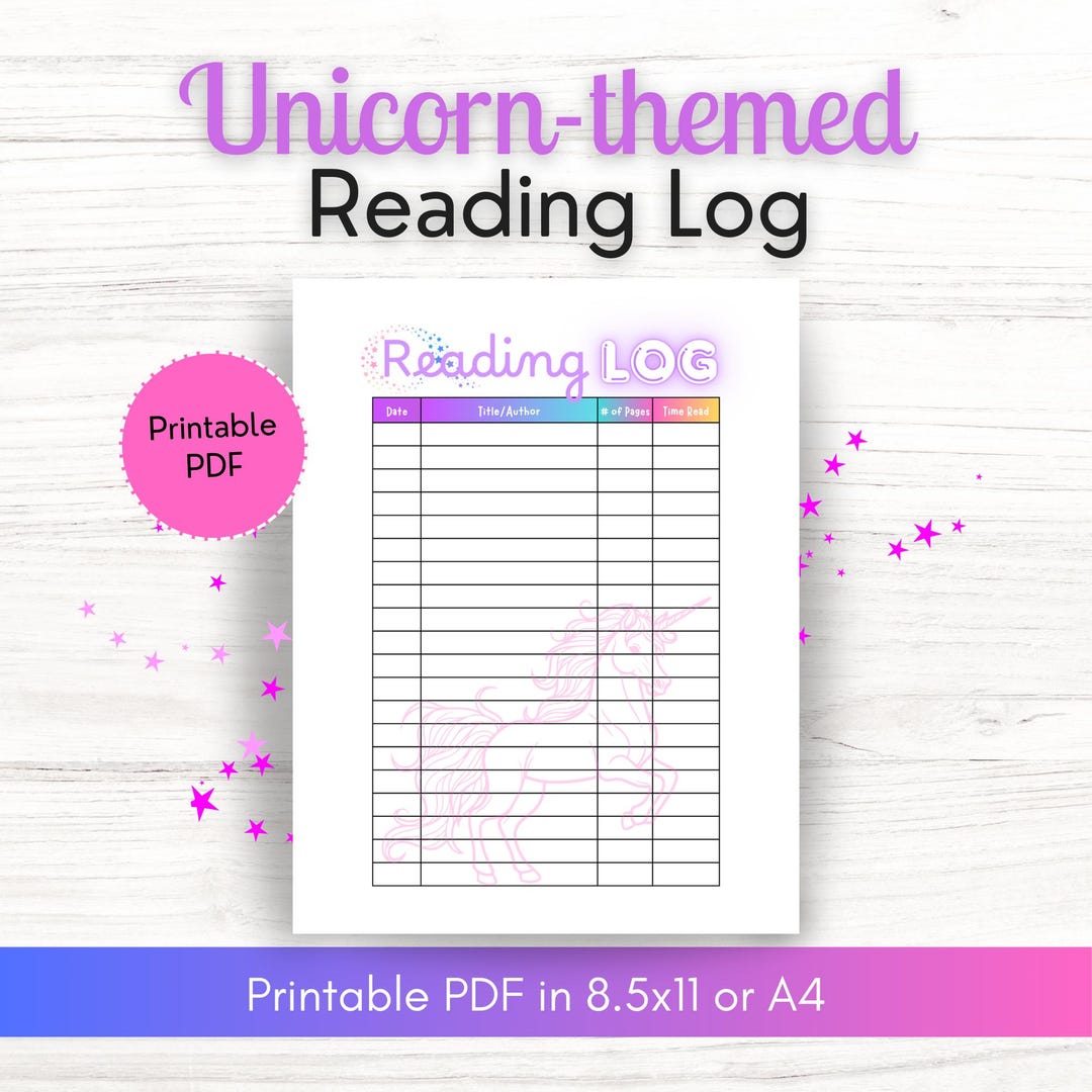 Printable Unicorn Reading Log, Book Tracker for Girls, Book Log PDF ...