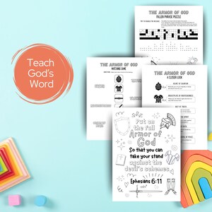 Armor of God Activity Pack for Kids, Printable Bible Worksheets, Bible ...