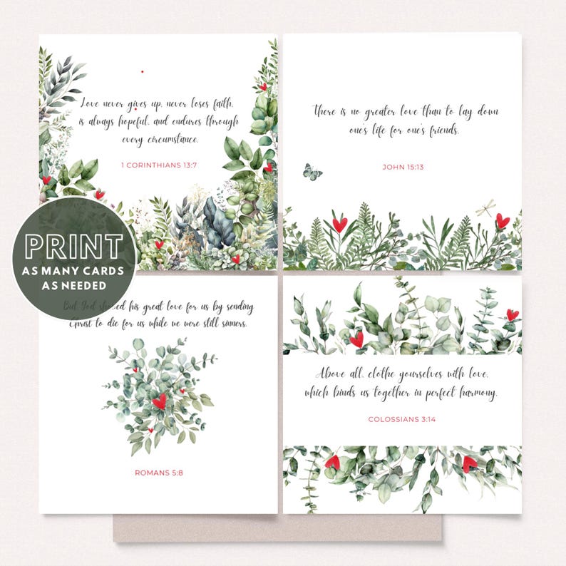 Love Bible Verse Cards, Printable Scripture Cards, Printable Bible ...