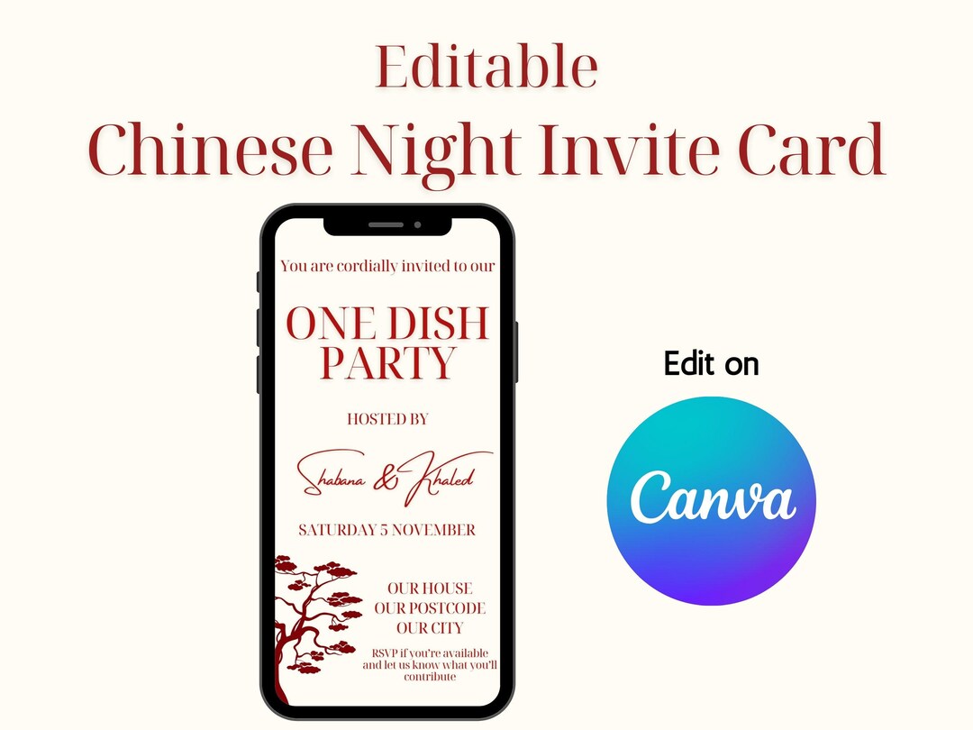 Editable Digital Chinese Night Potluck Invite - Etsy