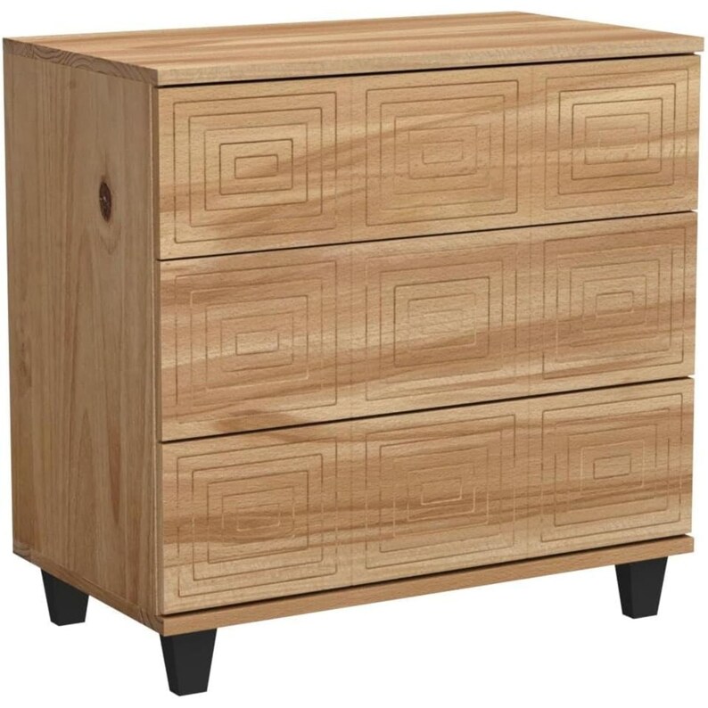 Solid Wood Drawer Dresser Mix Color Modern Chests of 3 Drawers, Storage ...