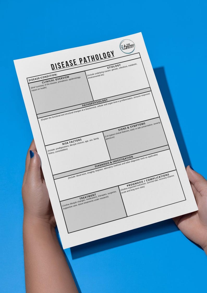 Disease Pathology Revision Template, Biomedical Science - Instant ...
