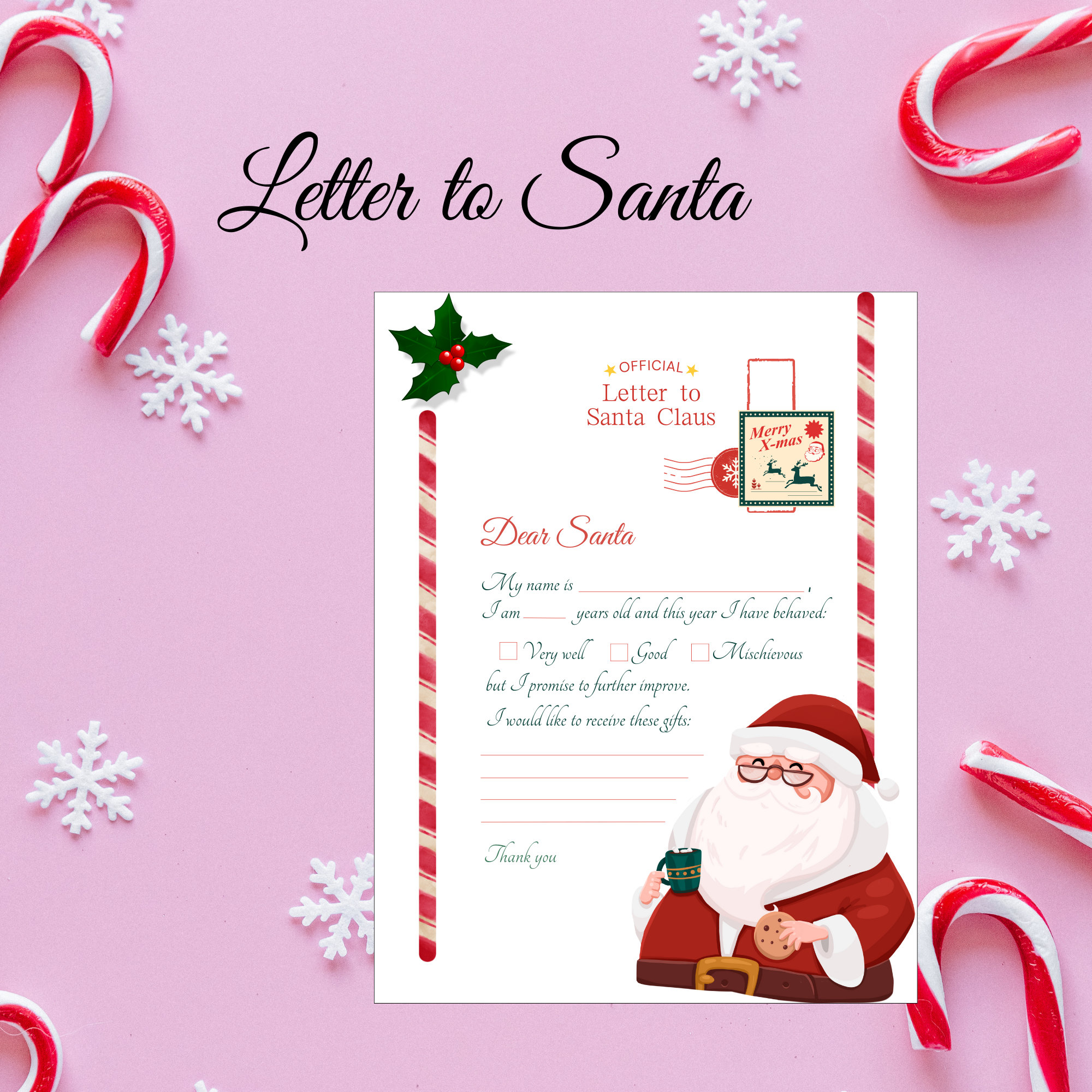 Printable Letter to Santa With Bonus Colouring Pages Digital - Etsy