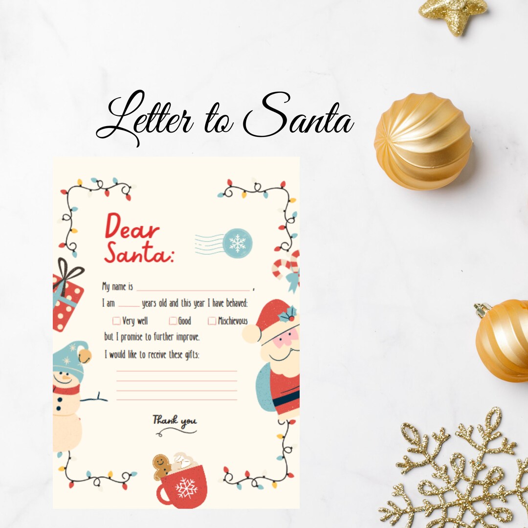Printable Letter to Santa With Bonus Coloring Pages Digital - Etsy