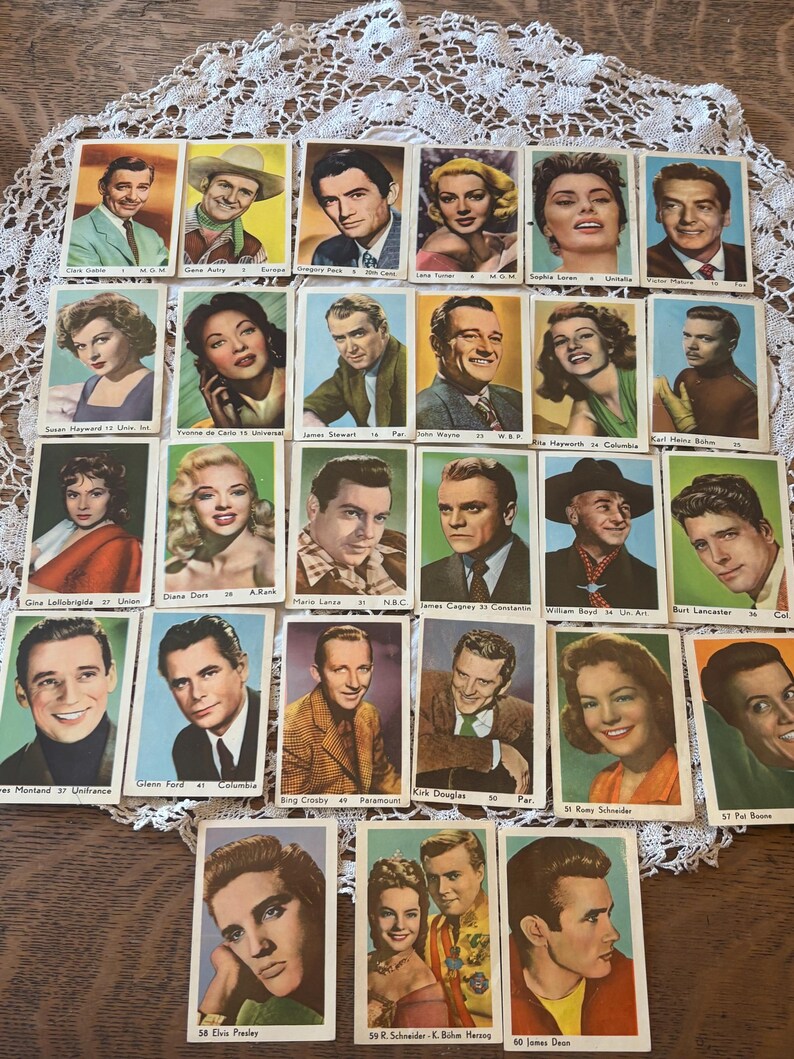 1950s Hollywood Film Star Trading Cards Lot (27) Elvis Presley, James ...