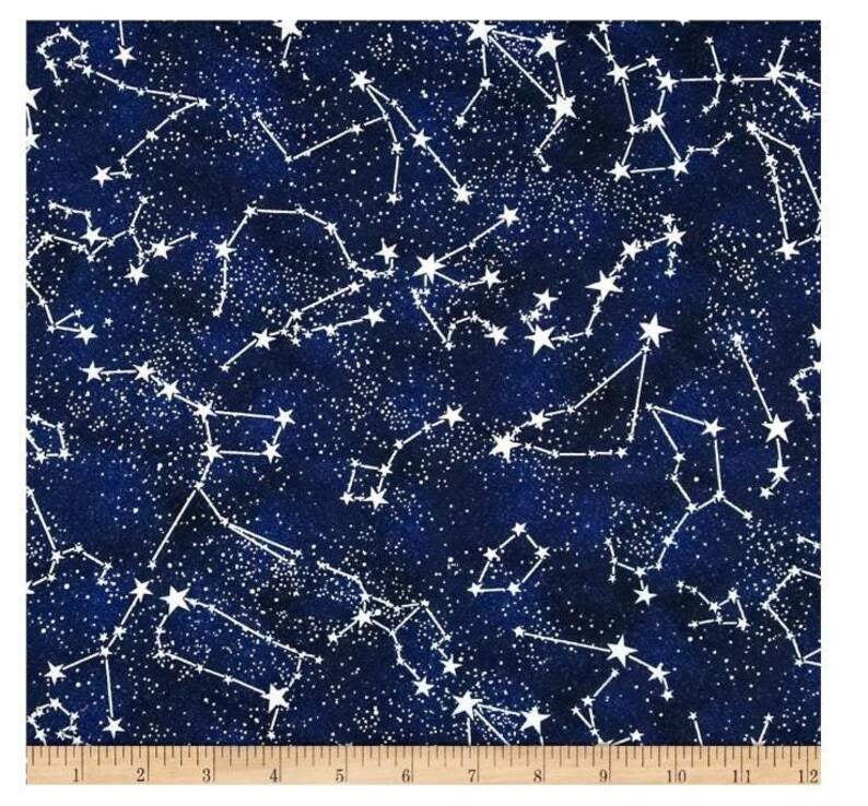 Timeless Treasures glow in the Dark Constellations Fabric Remnant 14 L ...