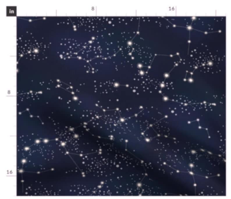 Fabric Remnant 18" L X 42" W - "constellations" - Petal Cotton. Stars ...