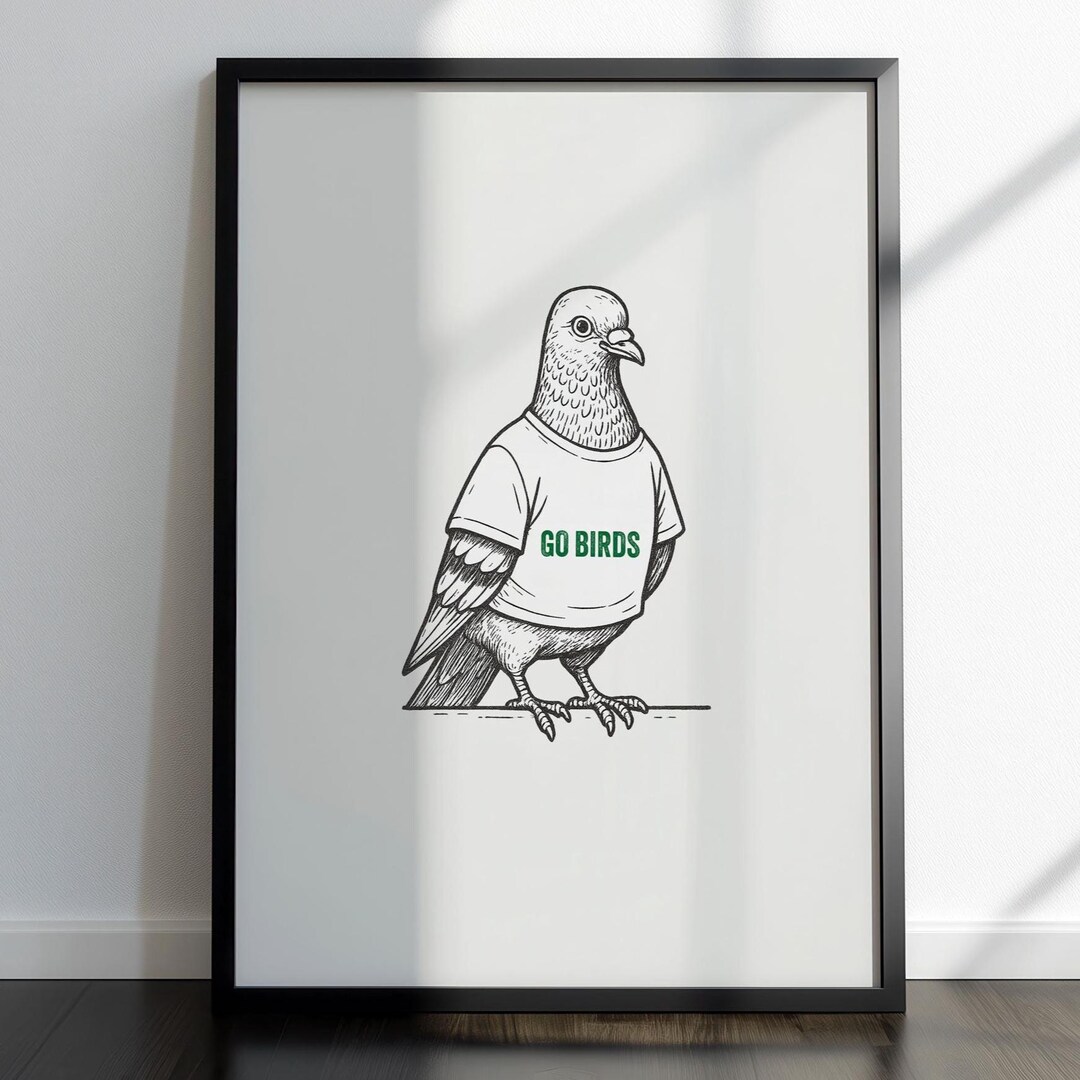 Go Birds Philadelphia Eagles Poster: Pigeon Wearing a Kelly Green and ...