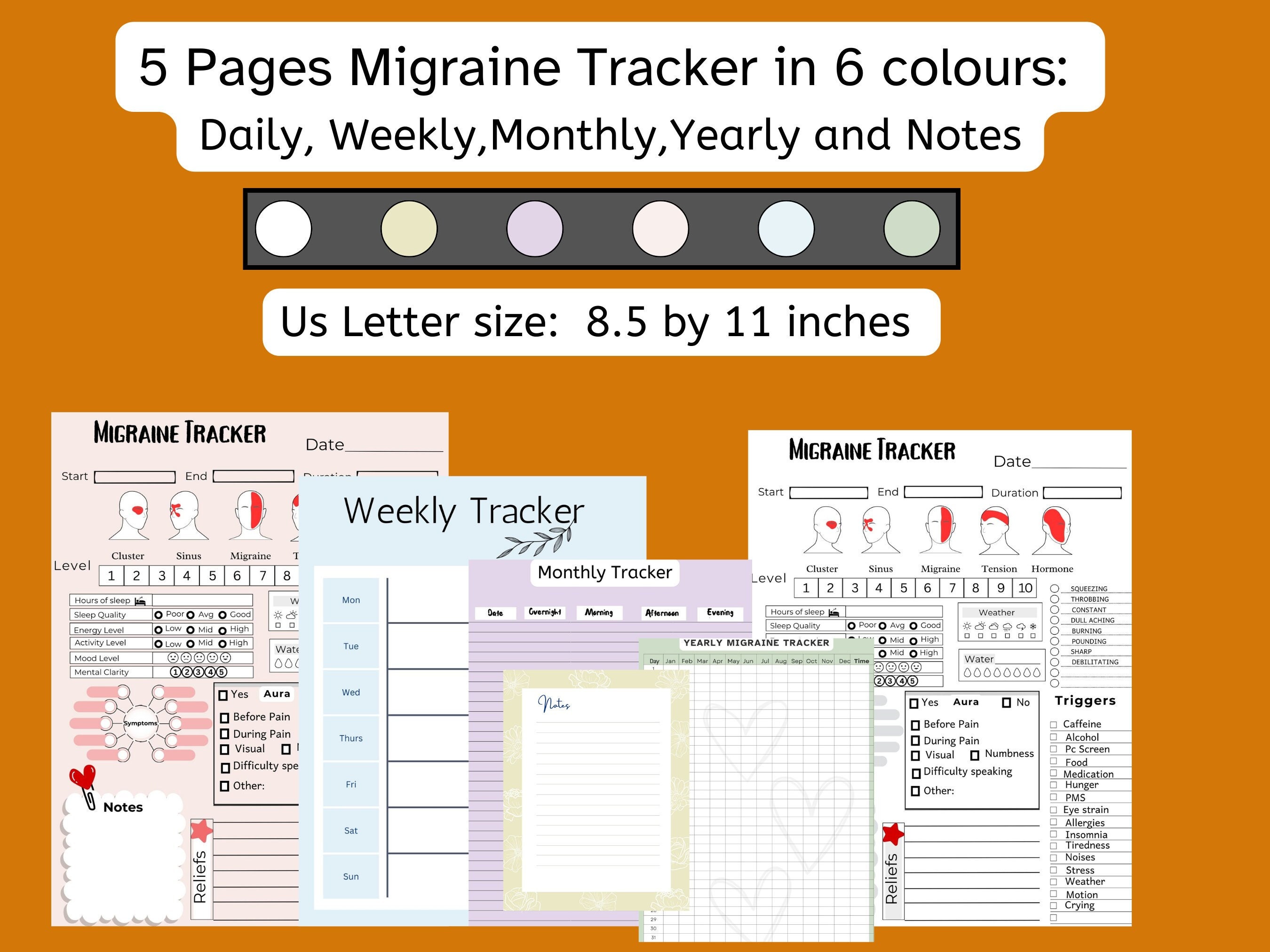 Migraine Tracker Printable Migraine Headache Log Digital Headache ...