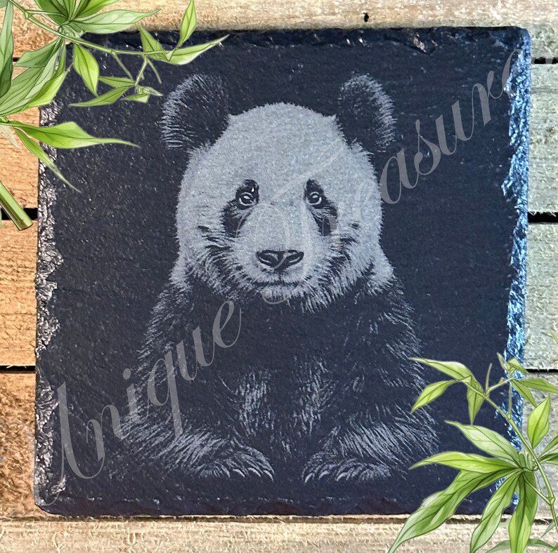 Laser Engraved Panda Slate Coasters - Set of 4 - Etsy