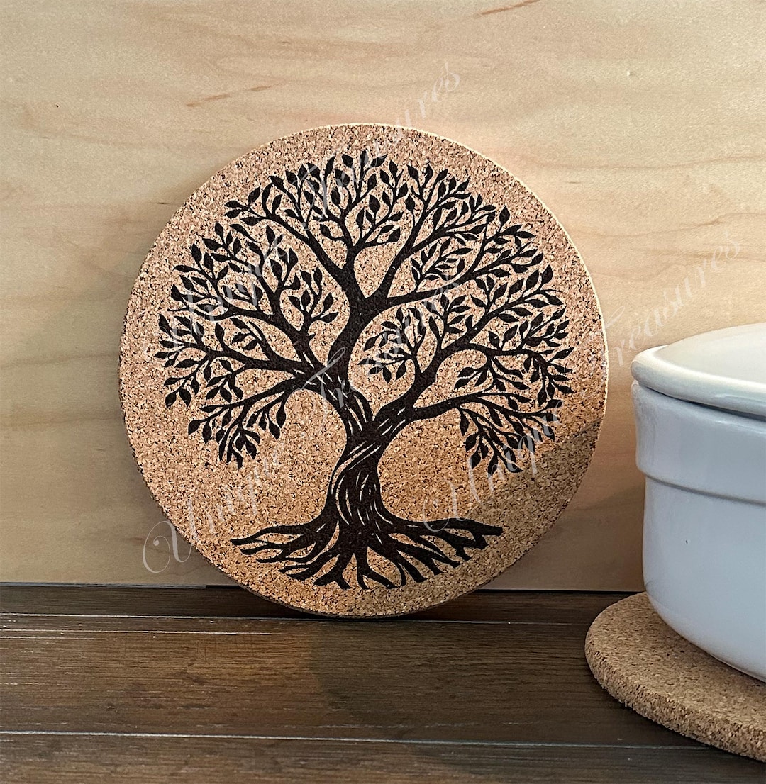 Laser Engraved Cork Trivet: Tree of Life Hot Pad - Etsy