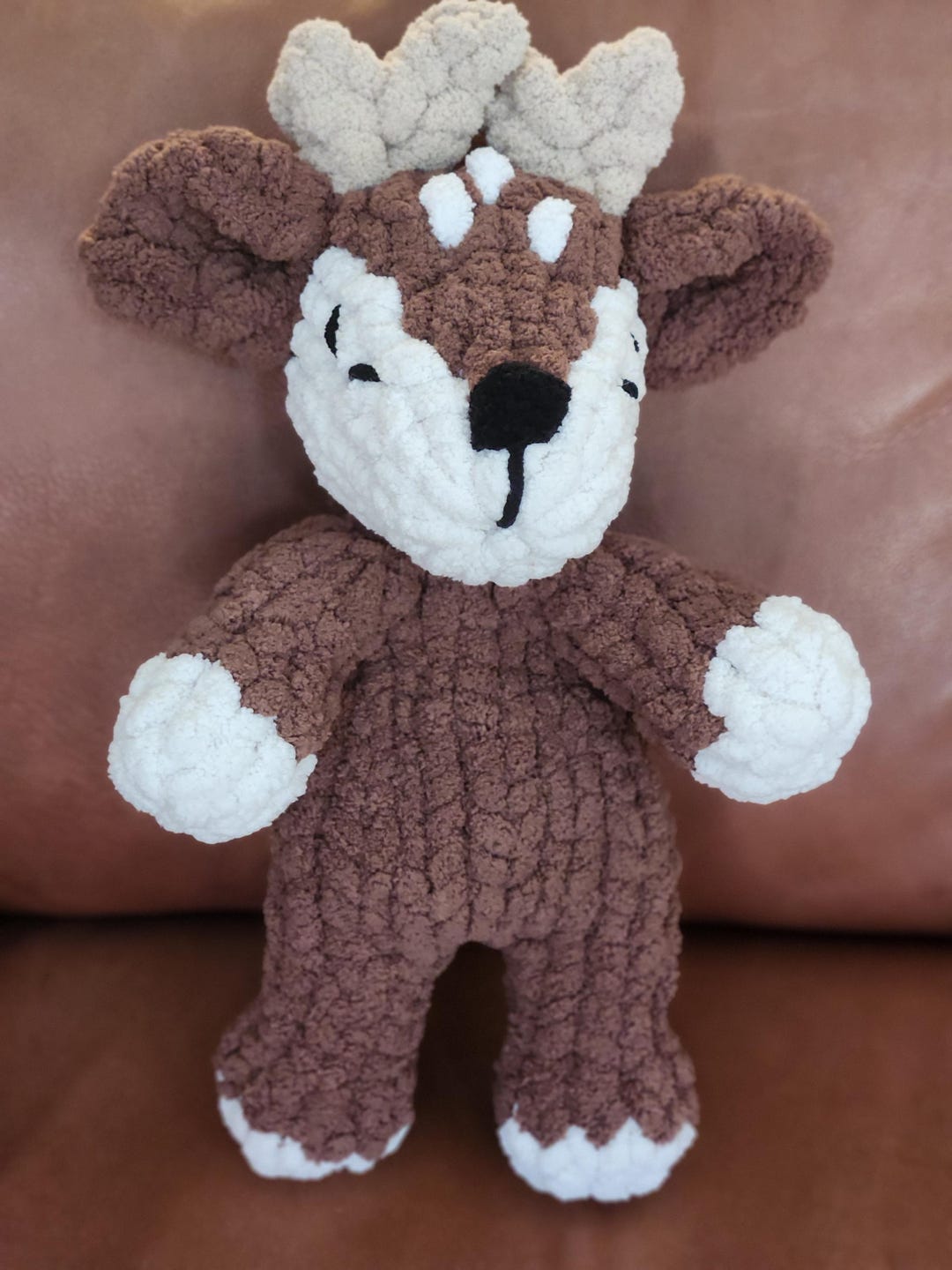 Hand Knit Deer Snuggler: Chunky Chenille Yarn Plushie - Etsy