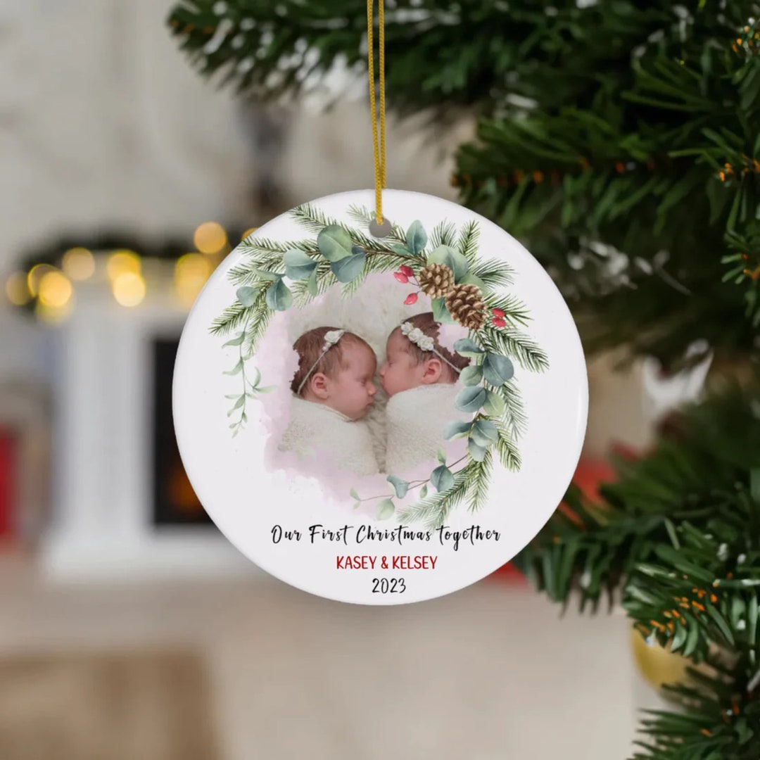 Ceramic Ornament, 4 Shapes, Custom Photo Ornament Twins Celebrate ...