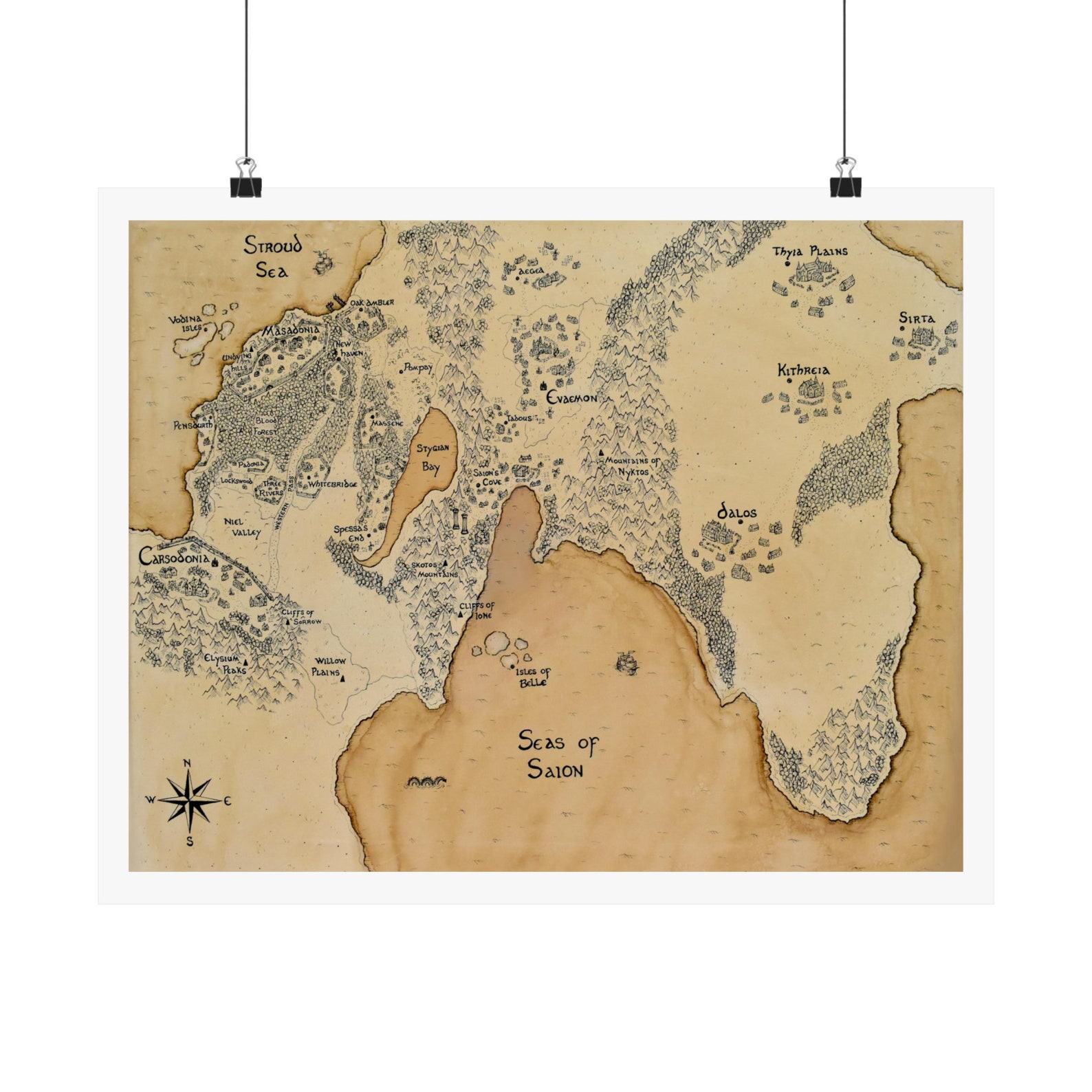 From Blood and Ash World Map Fantasy Map Art Print, 11x14in - Etsy Canada