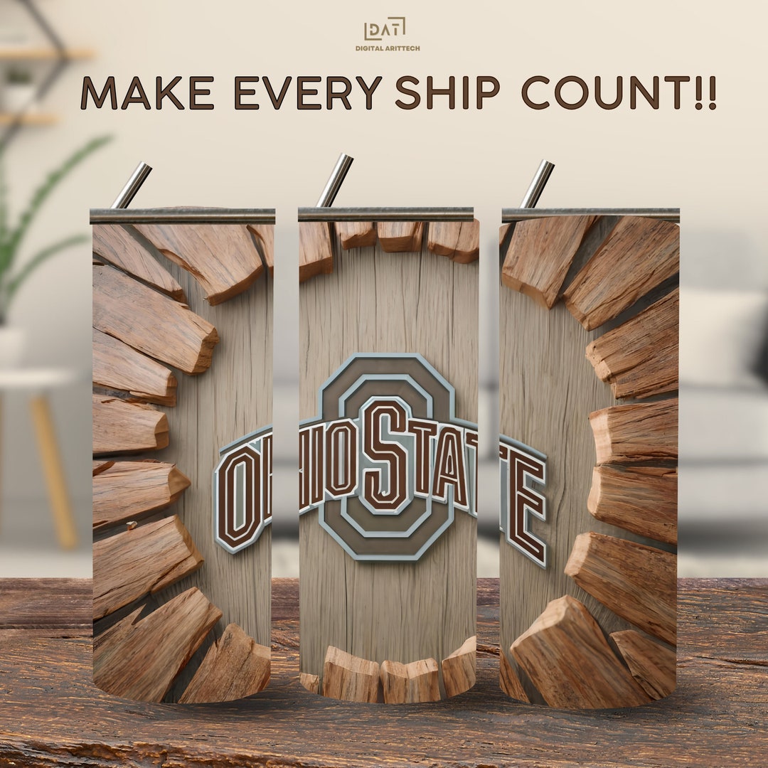 Ohio State Buckeyes Football Red Tumbler, 3d Cracked Wall Osu Football ...