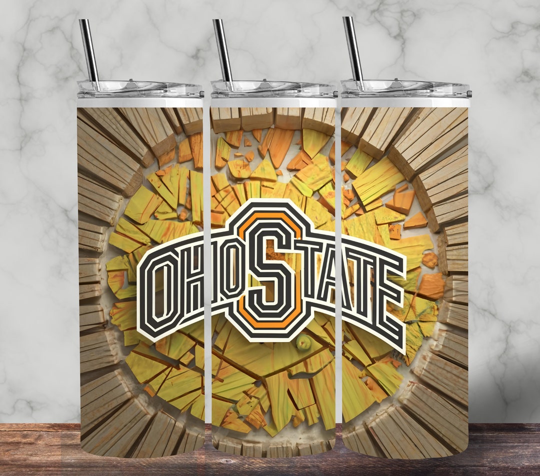 Ohio State Buckeyes Football Yellow Tumbler,3d Cracked Wall Osu ...