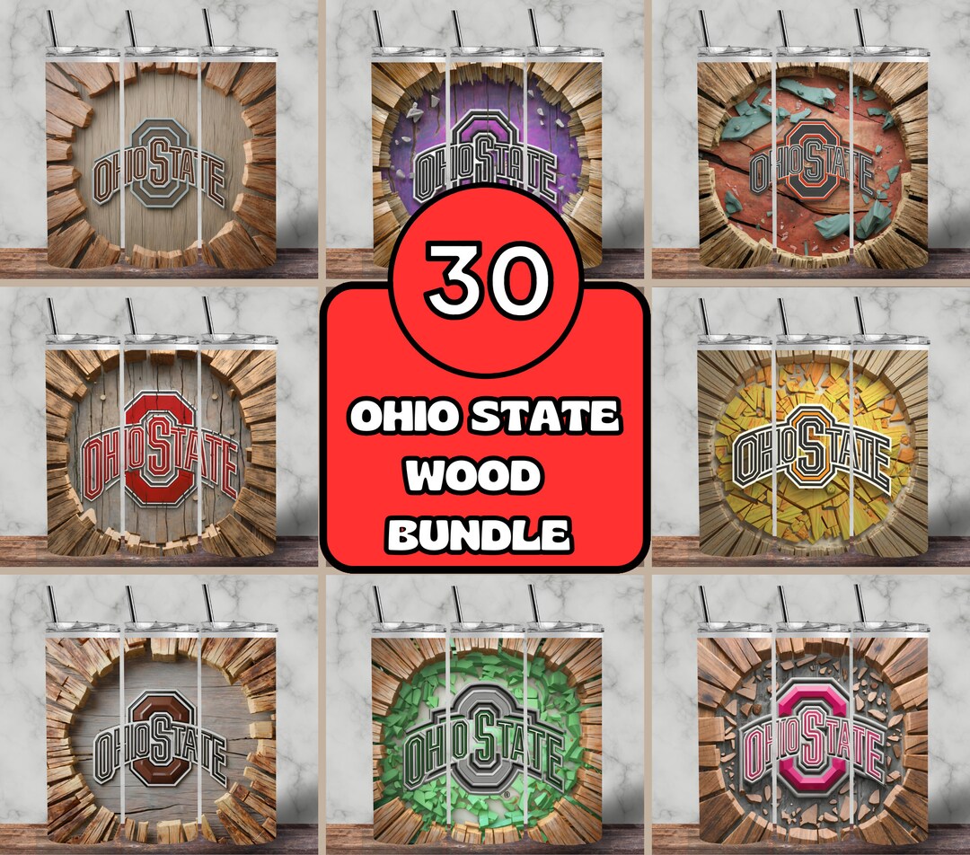 Ohio State Buckeyes Football Bundle 30, 3d Cracked Wood Osu Football ...