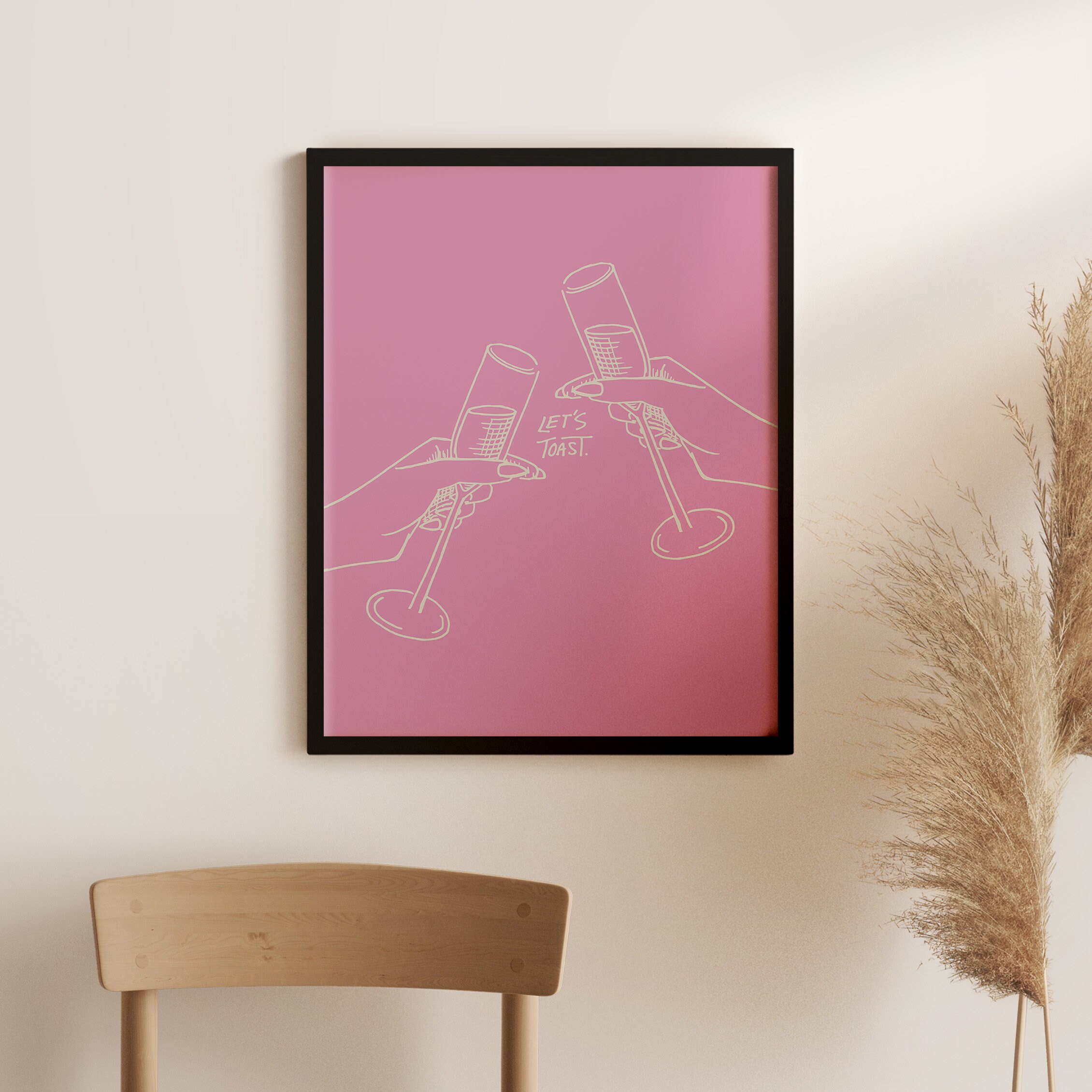Let's Toast | Cheers! | Downloadable Print | Champagne Glass | White ...
