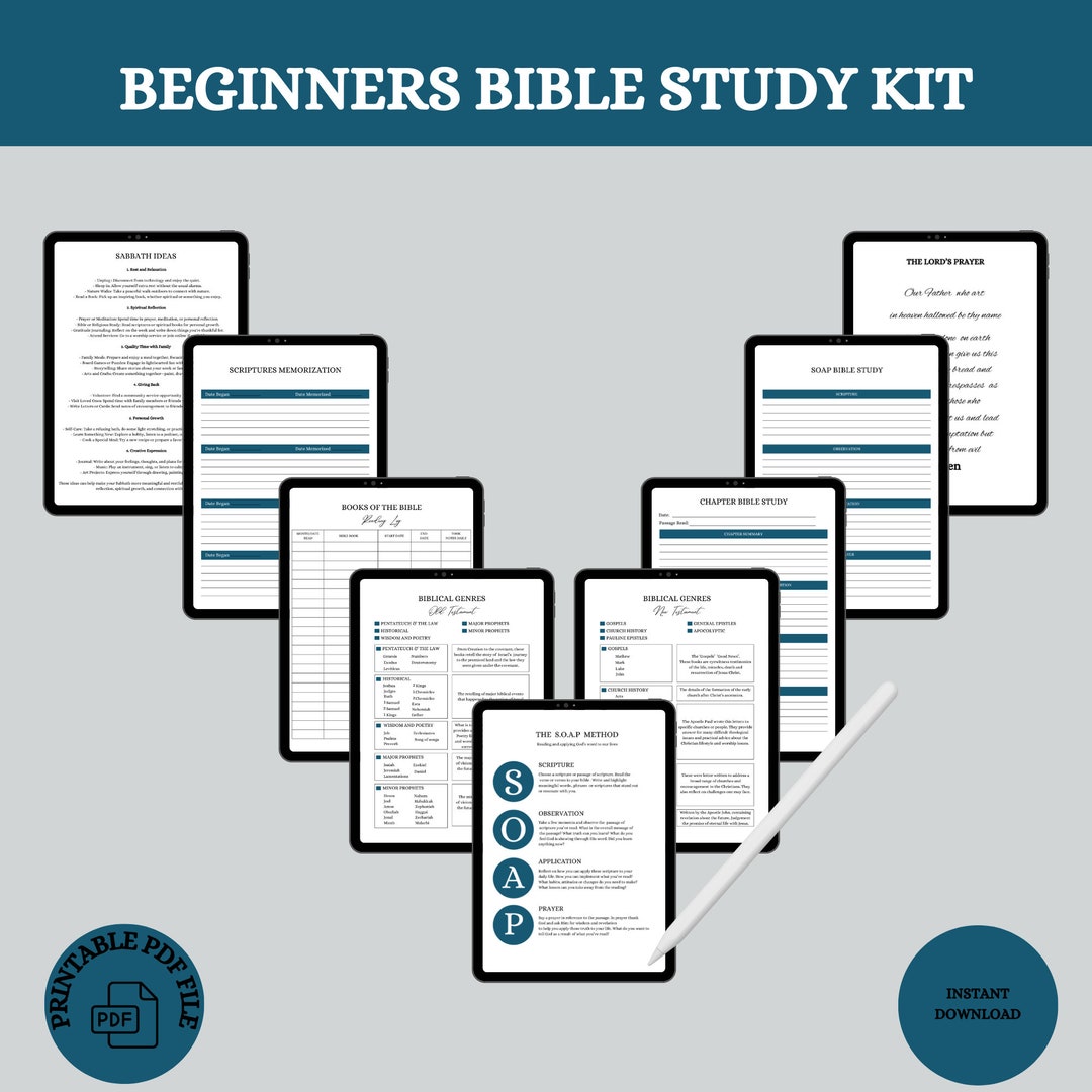 Beginners Bible Study Kit, Digital Bible Study, Guided Faith Journal ...