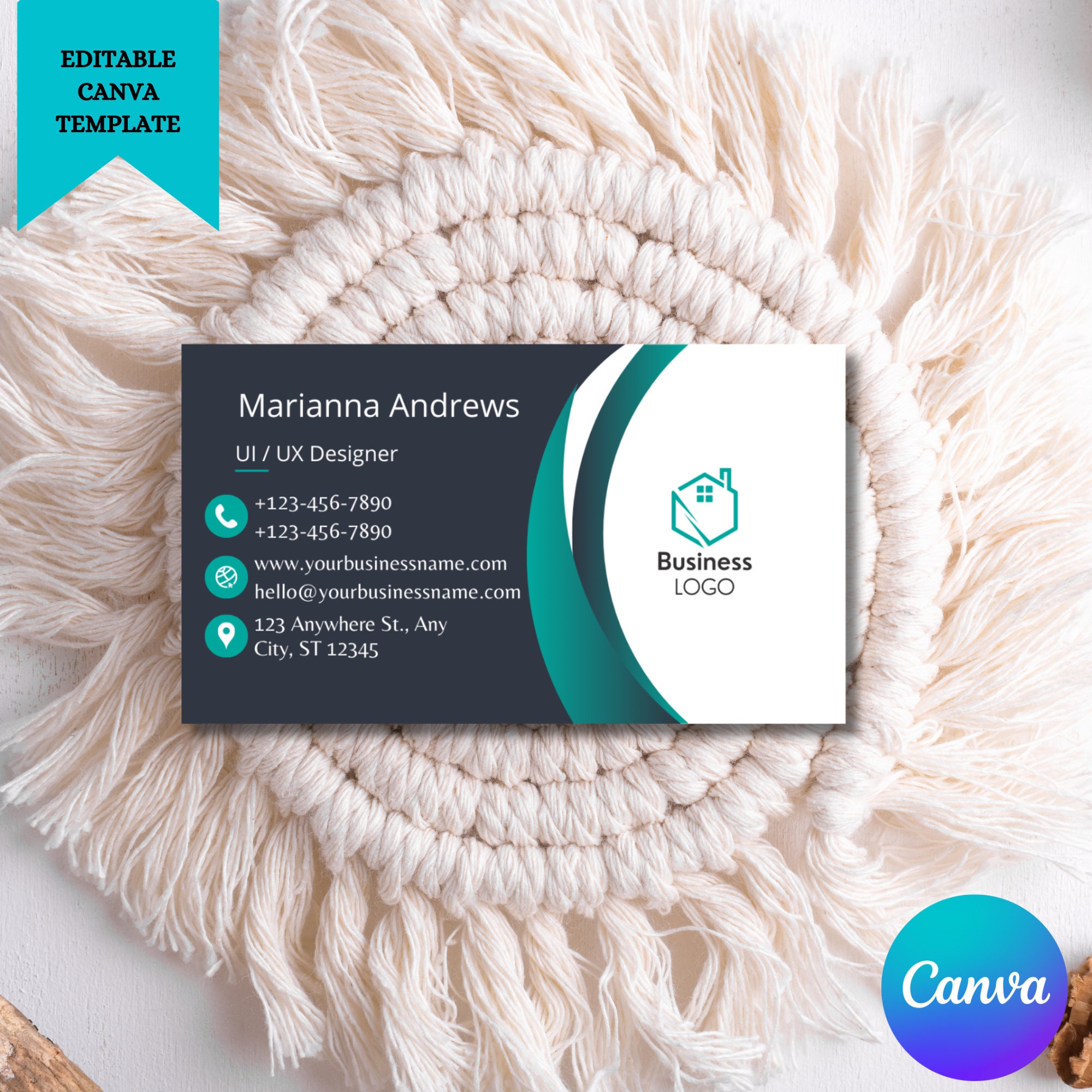 Business Card Template, Printable Business Card, UI UX Designer Card ...