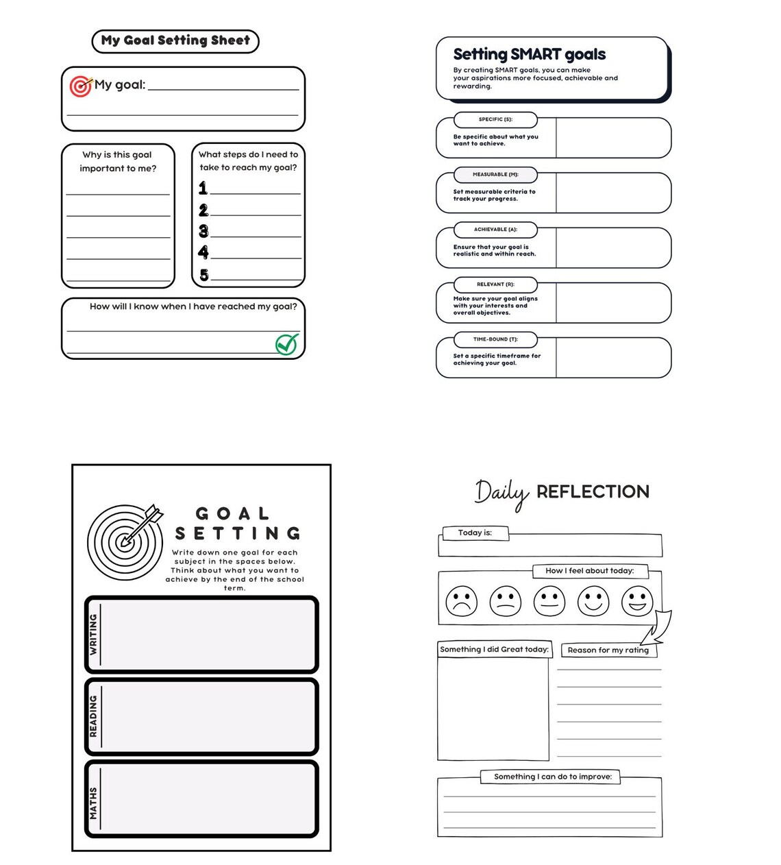 Child Youth Goal Setting, 2024 Goals Tracker, SMART Goal Setting Kit ...