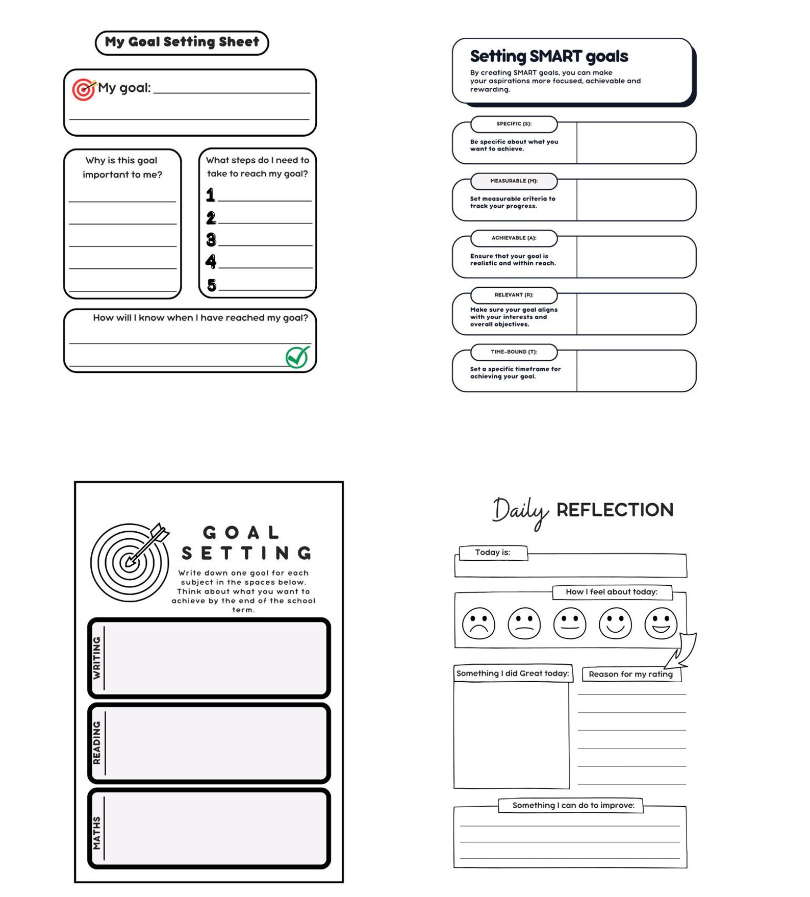 Child Youth Goal Setting, 2024 Goals Tracker, SMART Goal Setting Kit ...