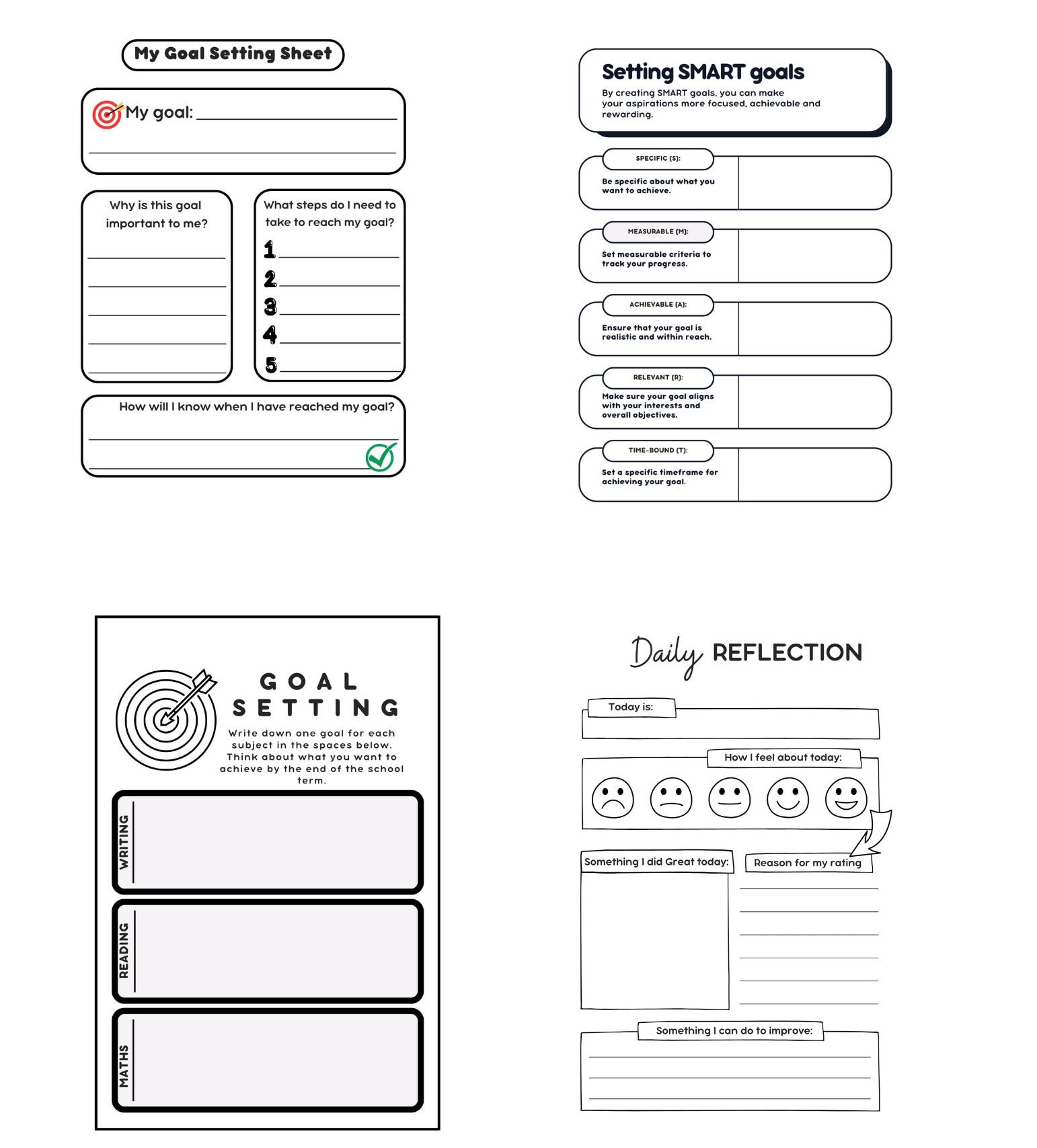 Child Youth Goal Setting, 2024 Goals Tracker, SMART Goal Setting Kit ...