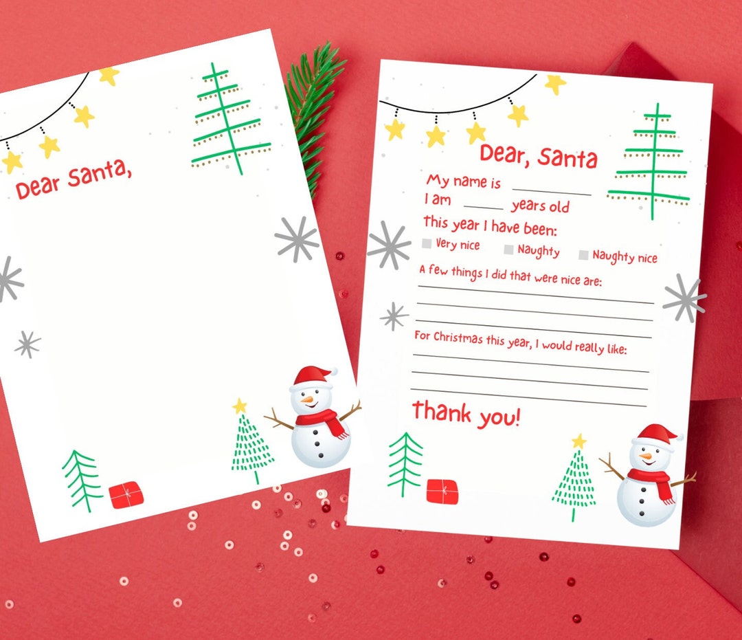 Carta a Santa descargar e imprimir PDF, lista de deseos de Navidad ...