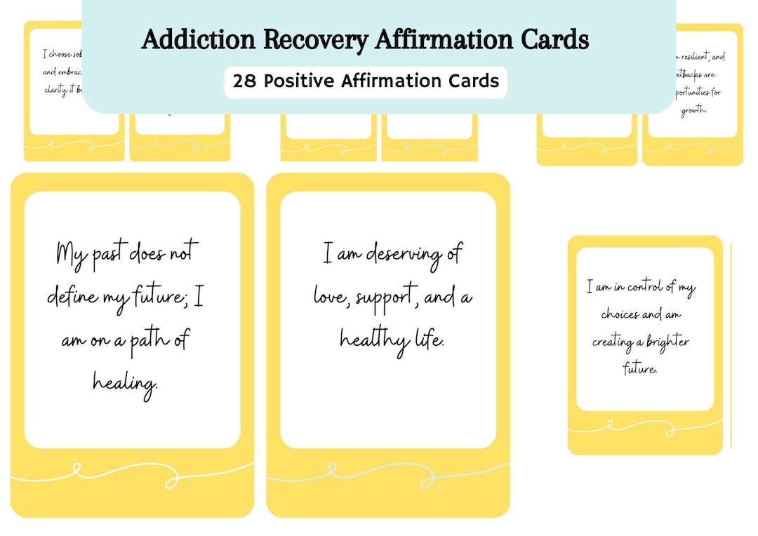Addiction Recovery Instant Download Printable 28 Affirmation Cards for ...