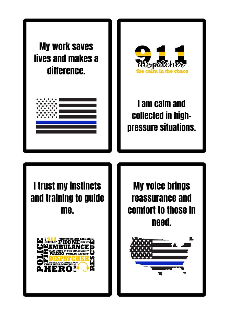 Affirmation Cards for 911 Dispatchers 72, Police Dispatch, Well-being ...
