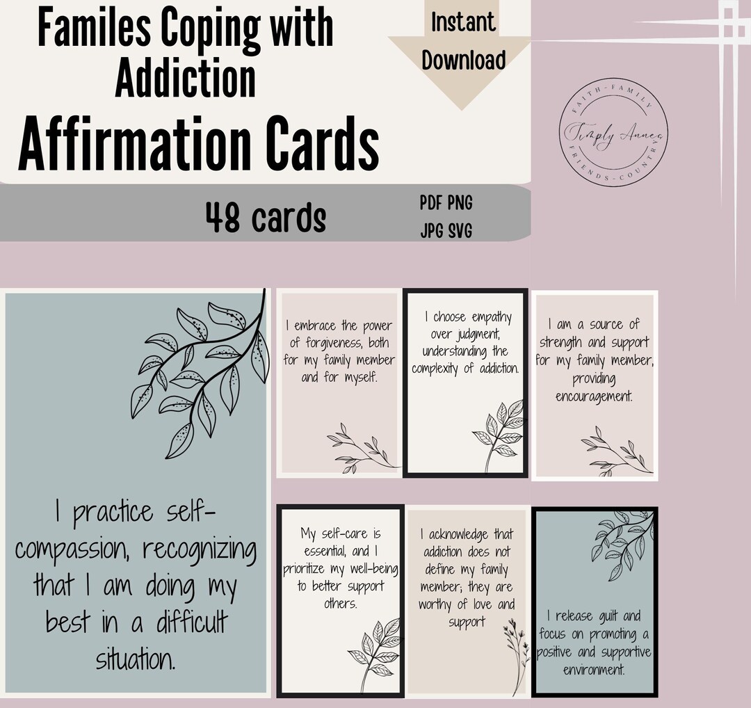 Affirmation Cards, Family Addiction Recovery Cards, Addiction Support ...