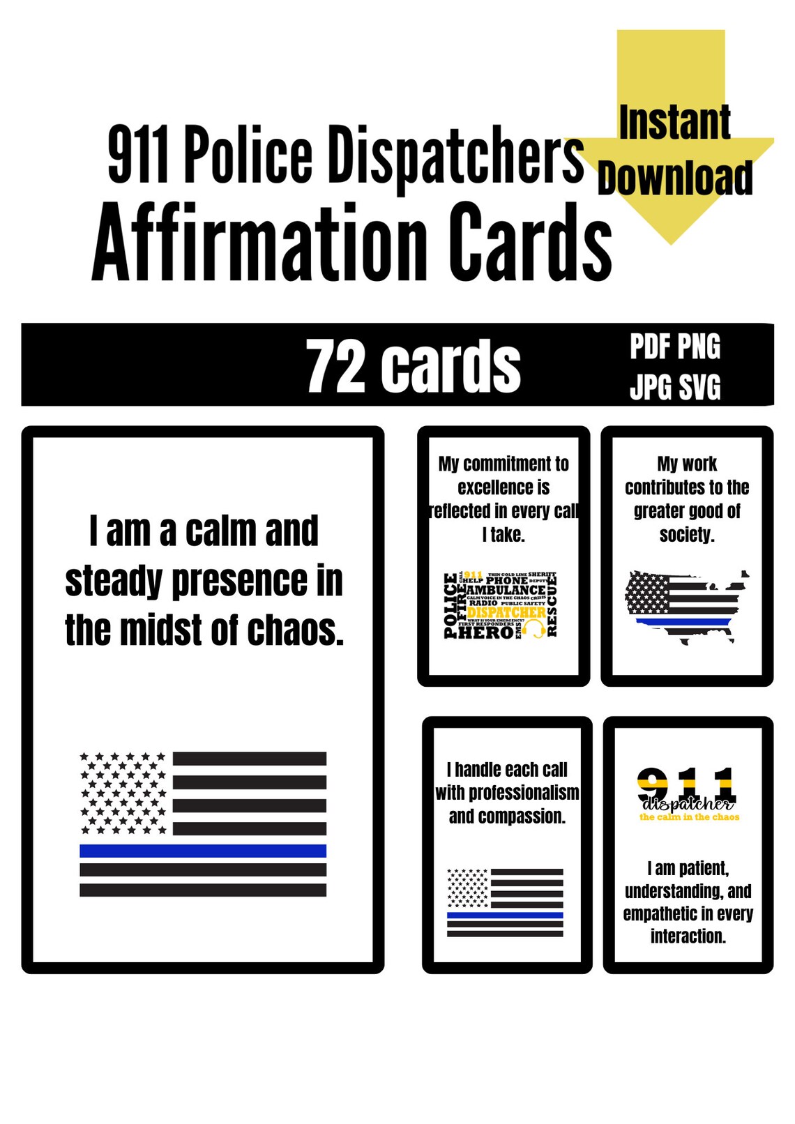 Affirmation Cards for 911 Dispatchers 72, Police Dispatch, Well-being ...