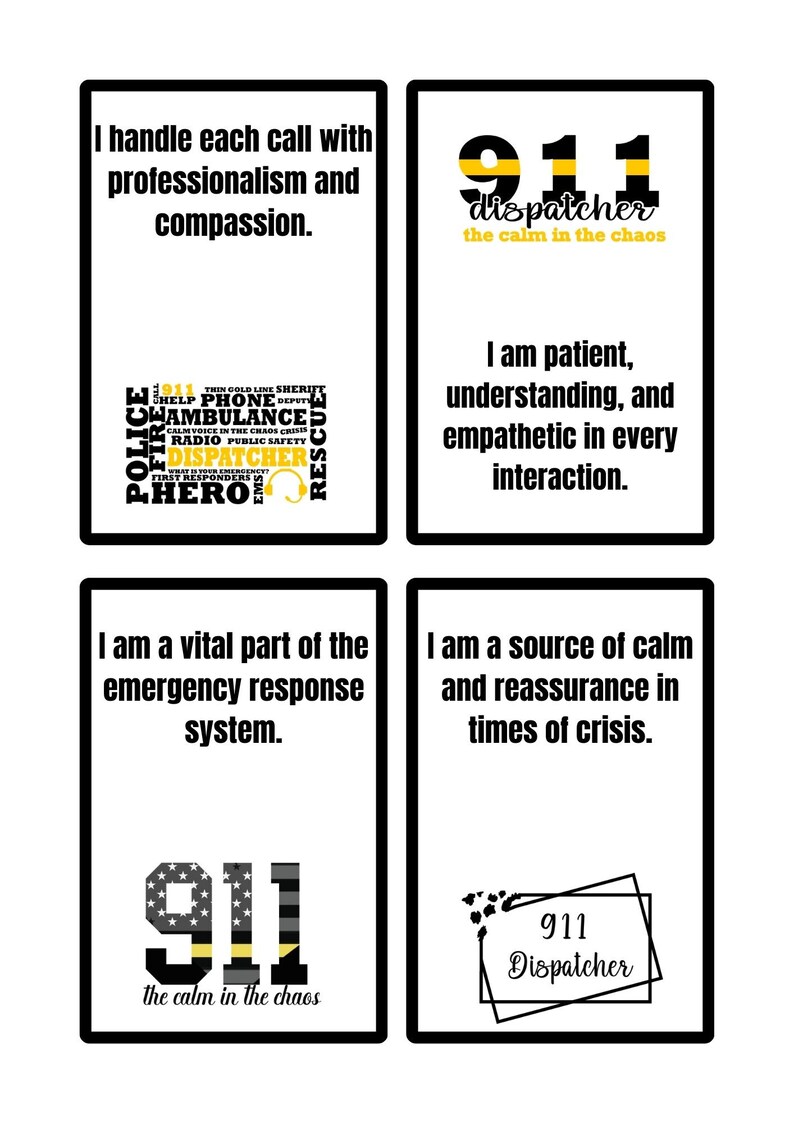 911 Dispatcher Affirmation Cards: Coping & Well-being (PDF Download) - Etsy