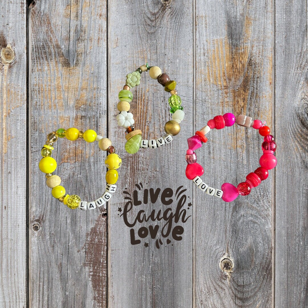 Live Laugh Love Bracelet Set | Sayings and Random Word Bracelets - Etsy