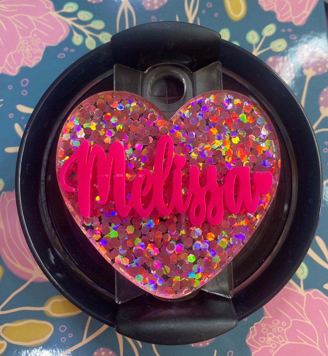 Hot Pink Glitter Heart Stanley Topper - Etsy