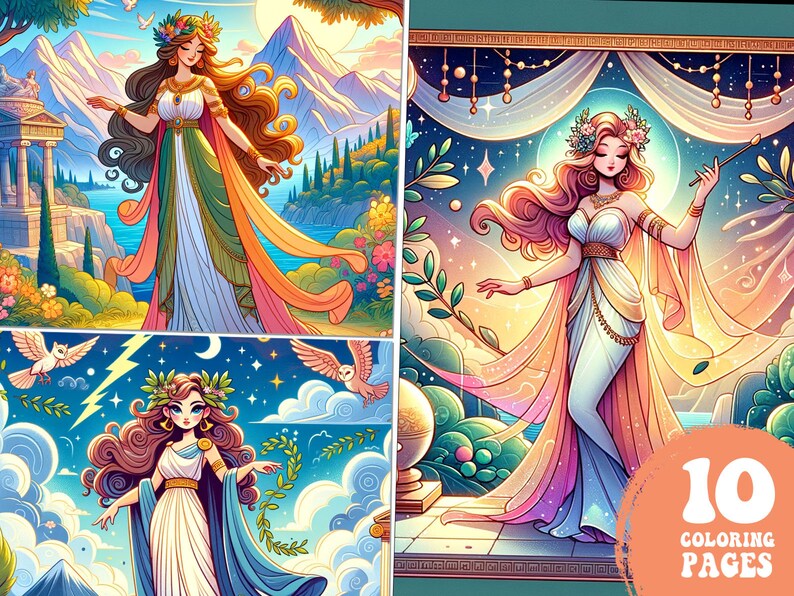10 Printable Goddesses Coloring Pages Coloring Book Adults Kids ...