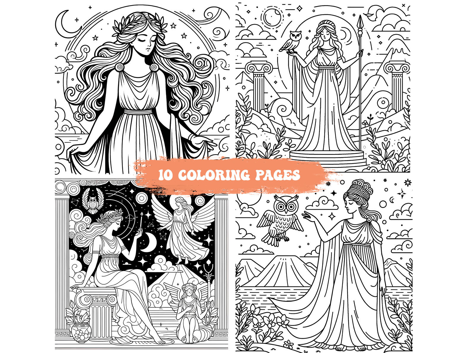 10 Printable Goddesses Coloring Pages Coloring Book Adults Kids ...
