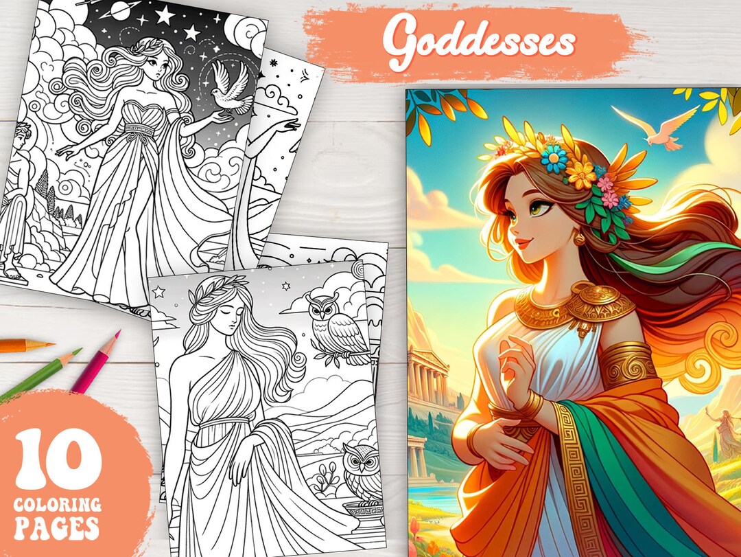 10 Printable Goddesses Coloring Pages Coloring Book Adults Kids ...