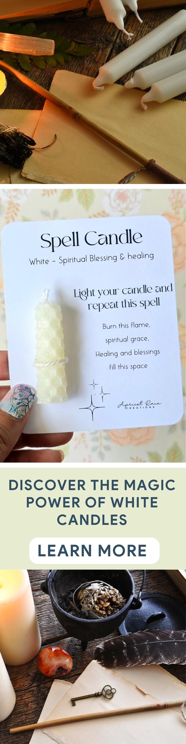 White Spell Candle Ritual Blessing Supply Witchcraft Wiccan Altar Tool ...
