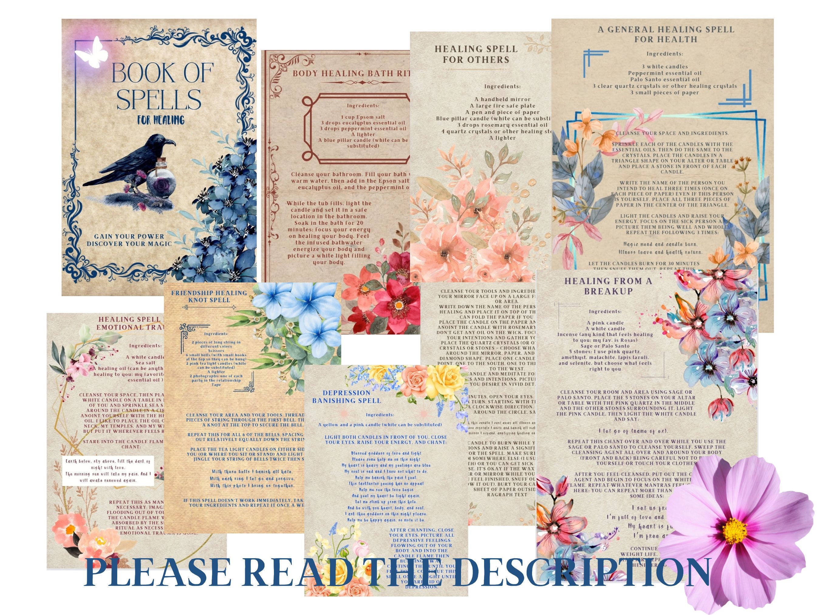 Spell Book for Healing Printable Book Witchcraft Magical Spell Grimoire ...