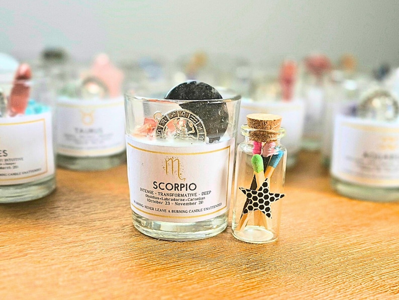 Zodiac Gift Set Crystal Collection Star Striker Match Jar Candle ...