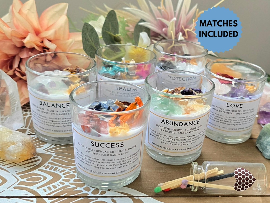 Manifestation Candle Crystal Healing Set Mindfulness Gift Wellness Kit ...