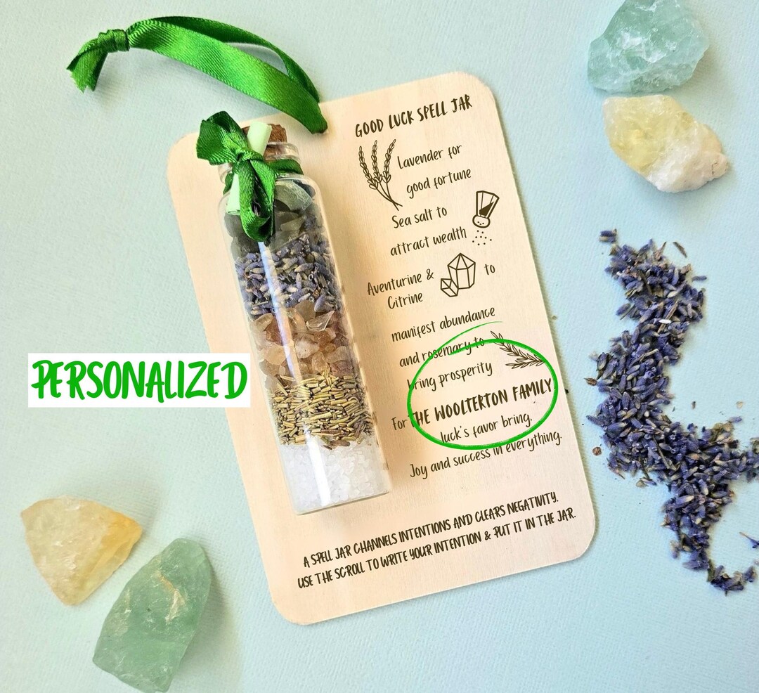 Good Luck Jar Gift for Pagan House Present With Crystals Spiritual ...