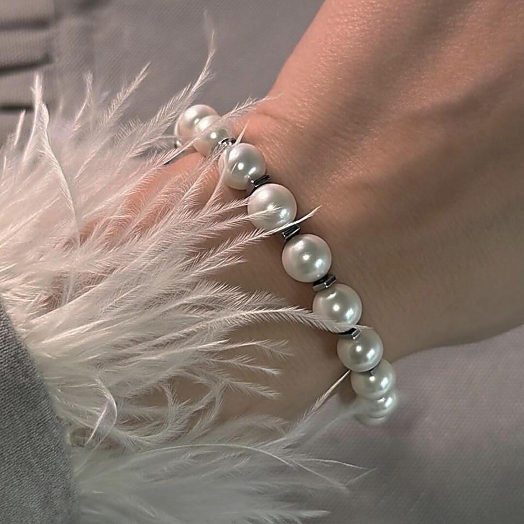 Bridal Pearl Bracelet, Dainty Wedding Pearl Bracelet, Elegant Jewelry ...