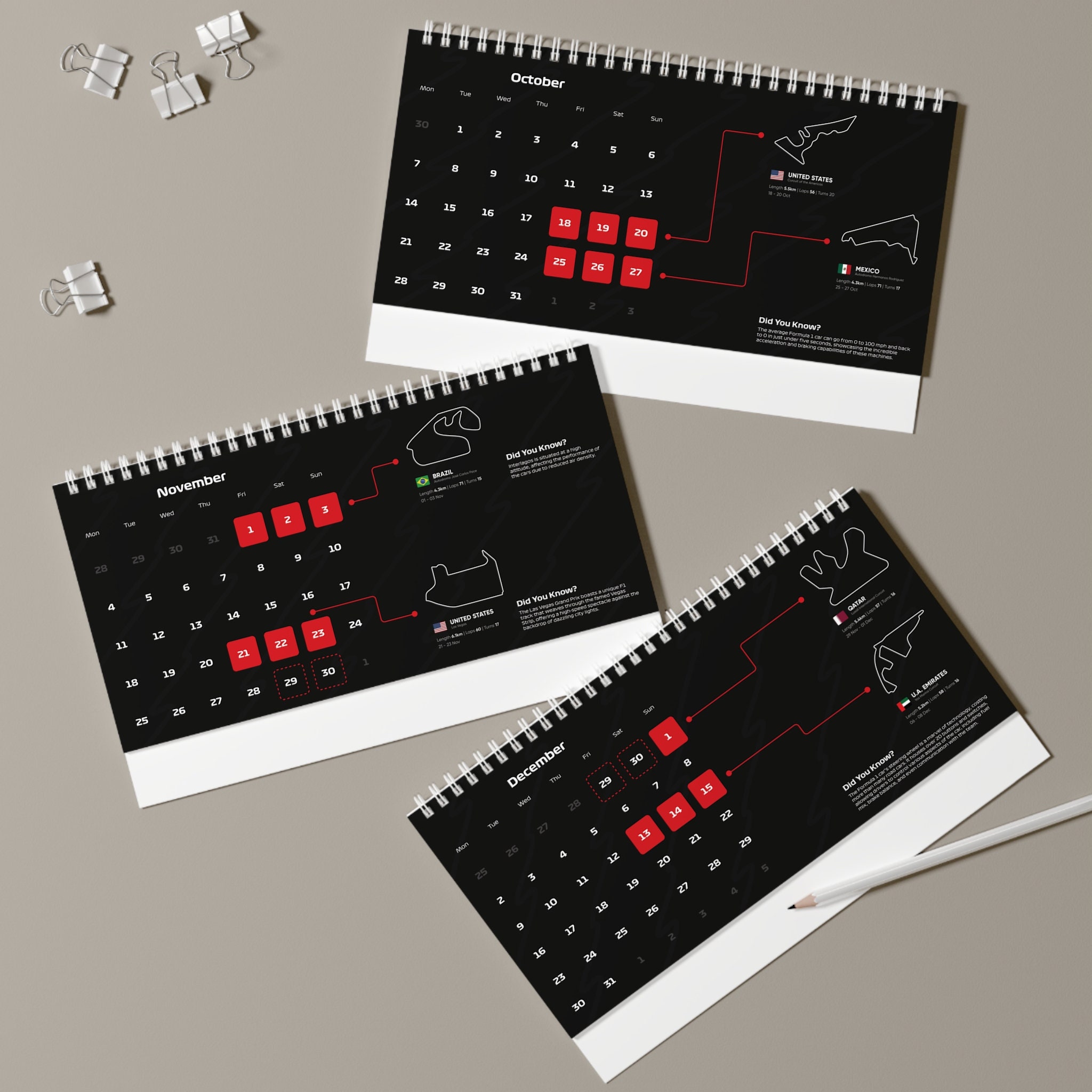 FORMULA 1 2024 Desk Calendar Racing Season Planner for F1 Enthusiasts ...