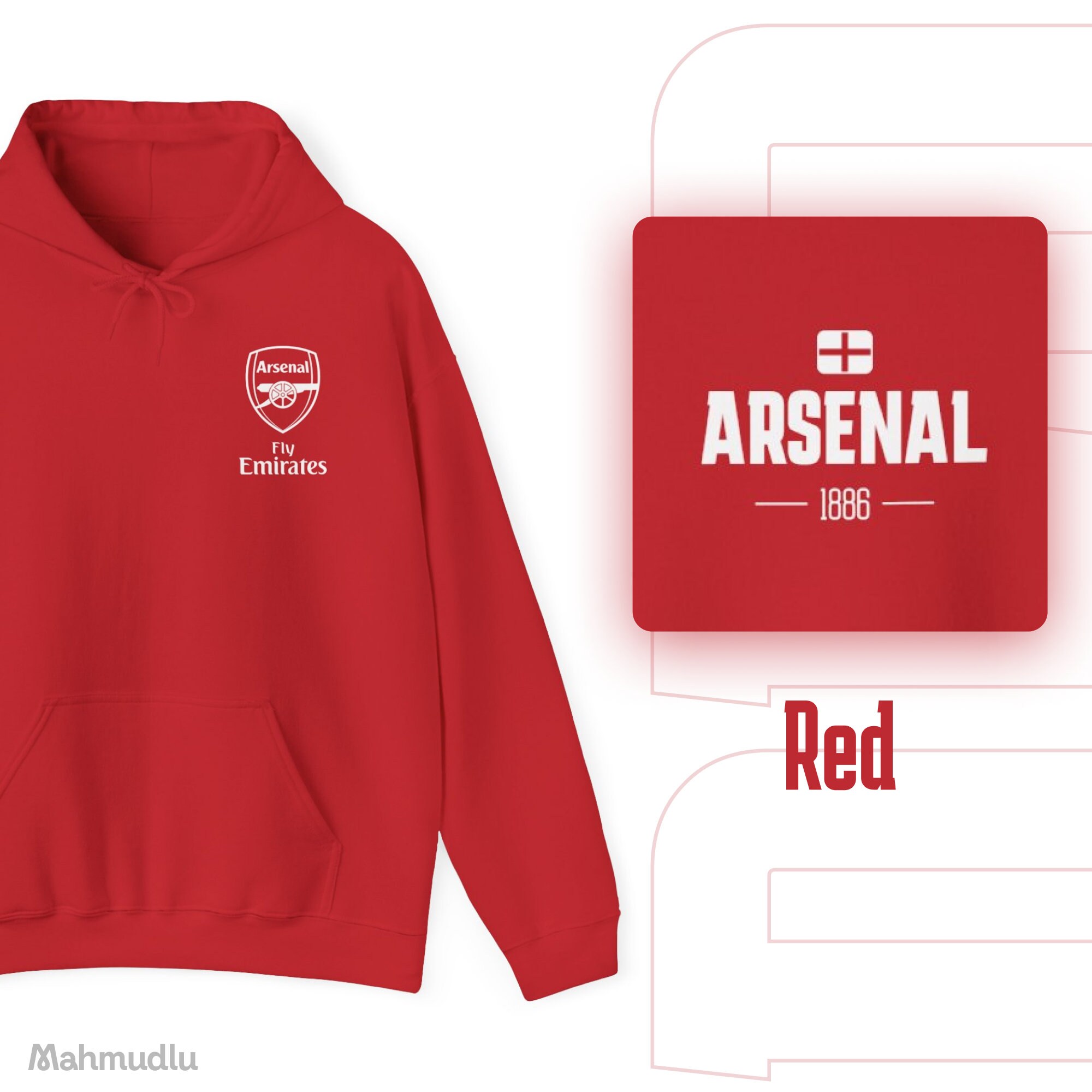 Arsenal F.C.™ Premium Hoodie Soccer, Football, Premier League, Unisex ...