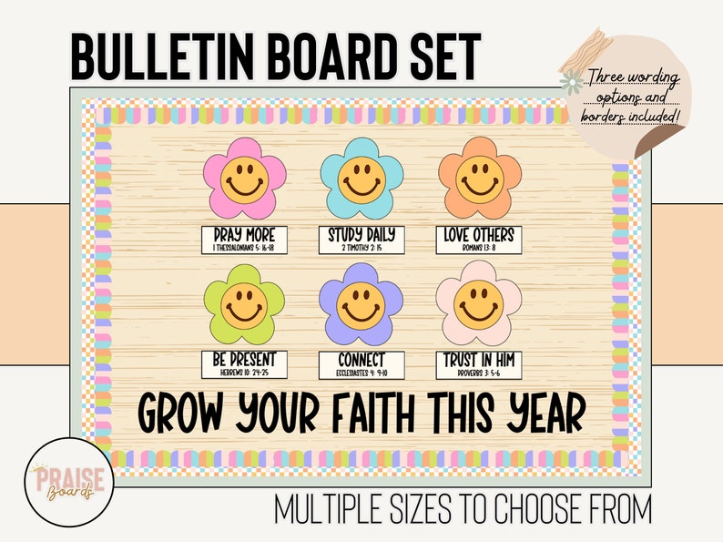 Grow Your Faith This Year, Church Bulletin Board Kit, Printable ...