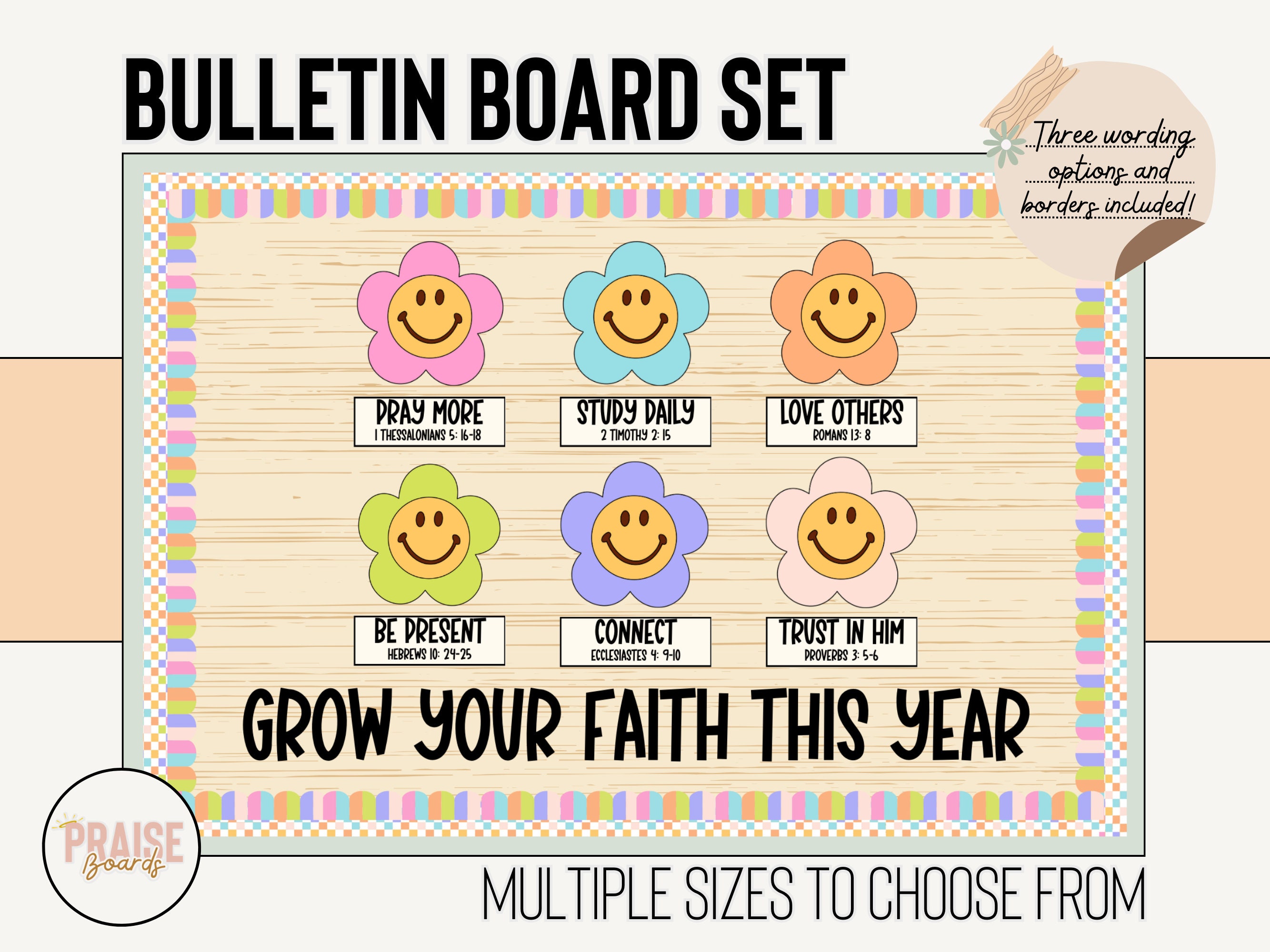 Grow Your Faith This Year, Church Bulletin Board Kit, Printable ...