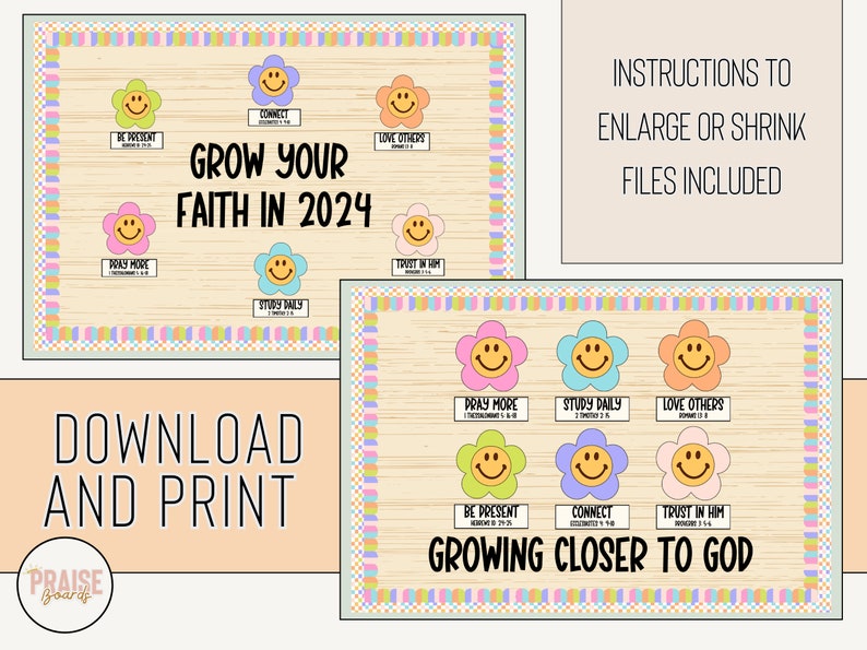 Grow Your Faith This Year, Church Bulletin Board Kit, Printable ...